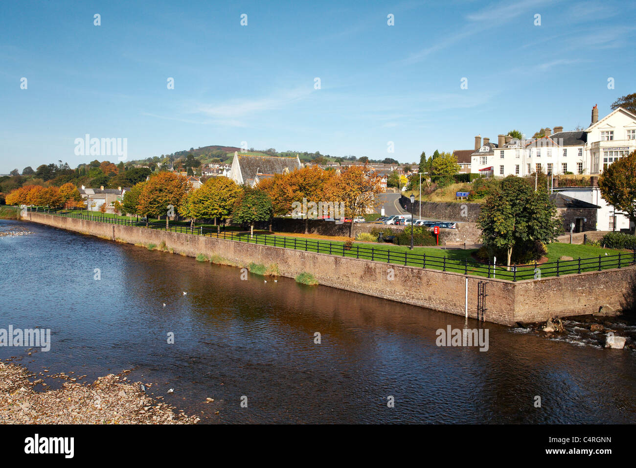 The River Usk, Brecon, Brecon Beacons National Park, Wales Stock Photo ...