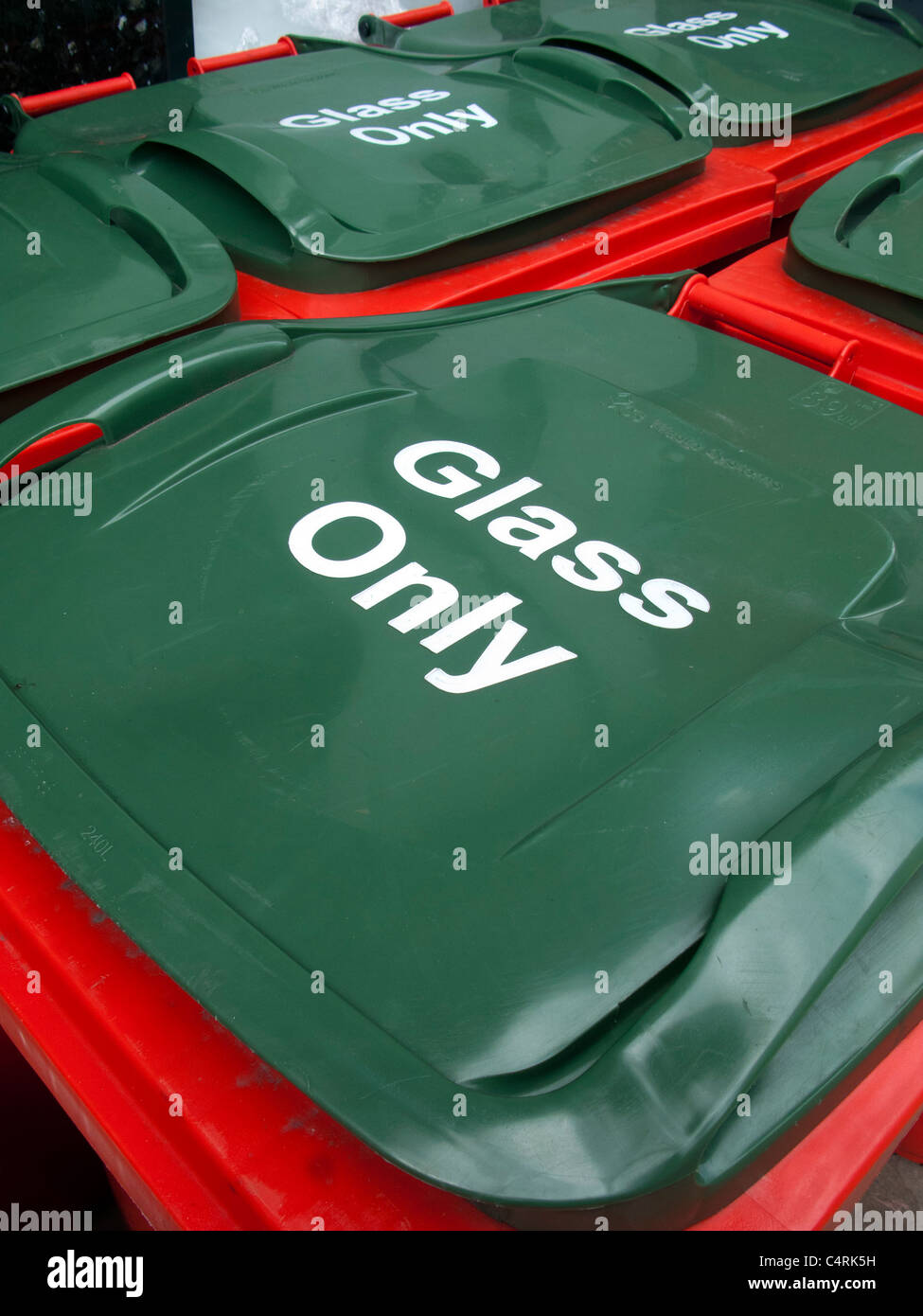 Glass only recycling bins Stock Photo - Alamy