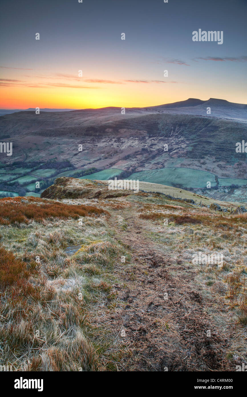 Sunrise with Corn Du and Pen y Fan from Craig Cerrig-gleisiad, Brecon ...