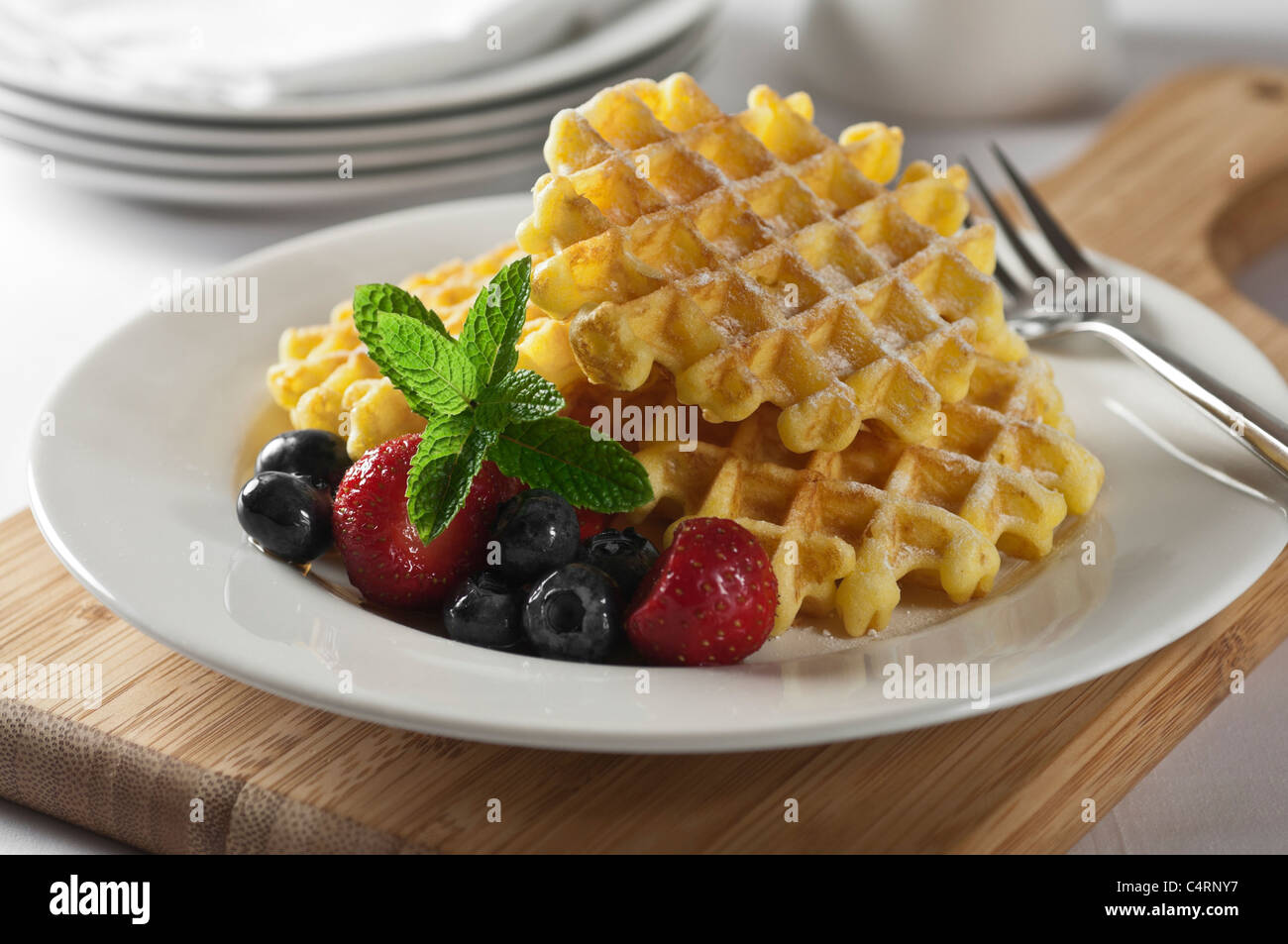 Waffles with fresh fruit Stock Photo - Alamy