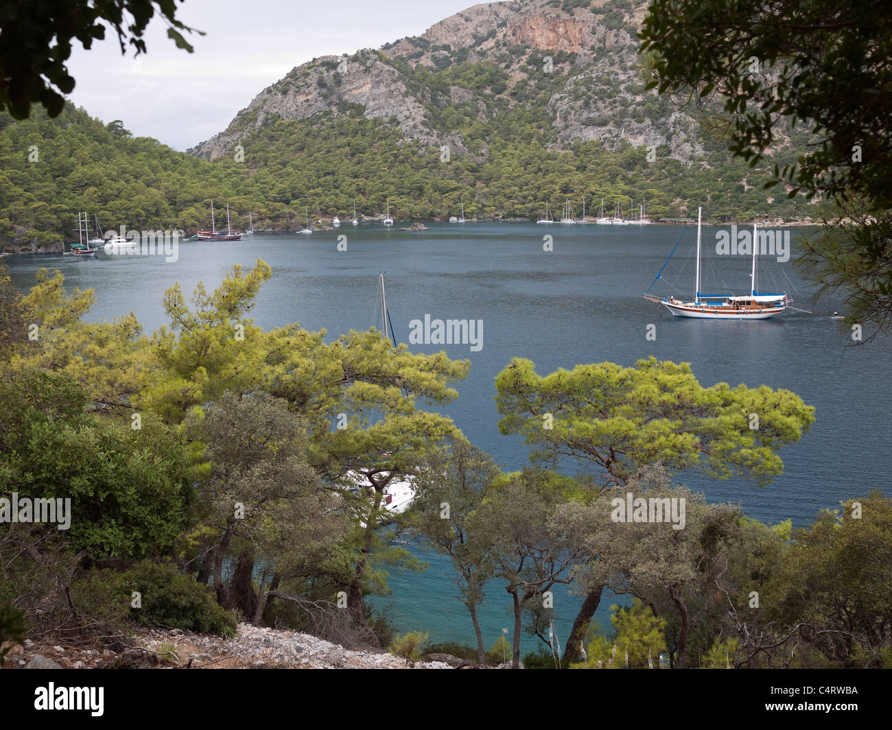 View across Ruin bay towards Wall bay on the Turkish Lycian coast near ...