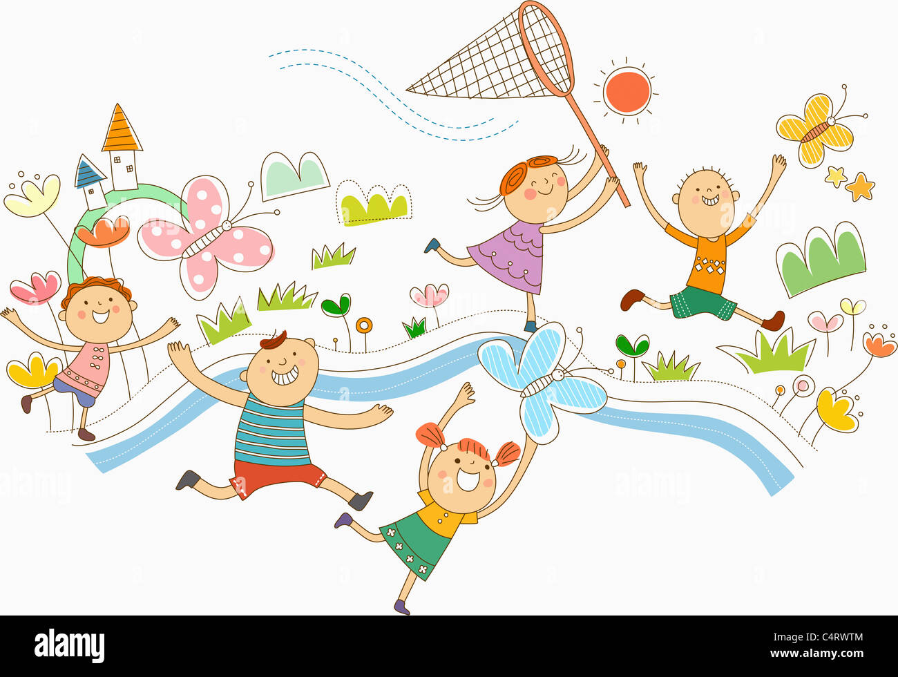 Children playing outdoors Stock Photo - Alamy