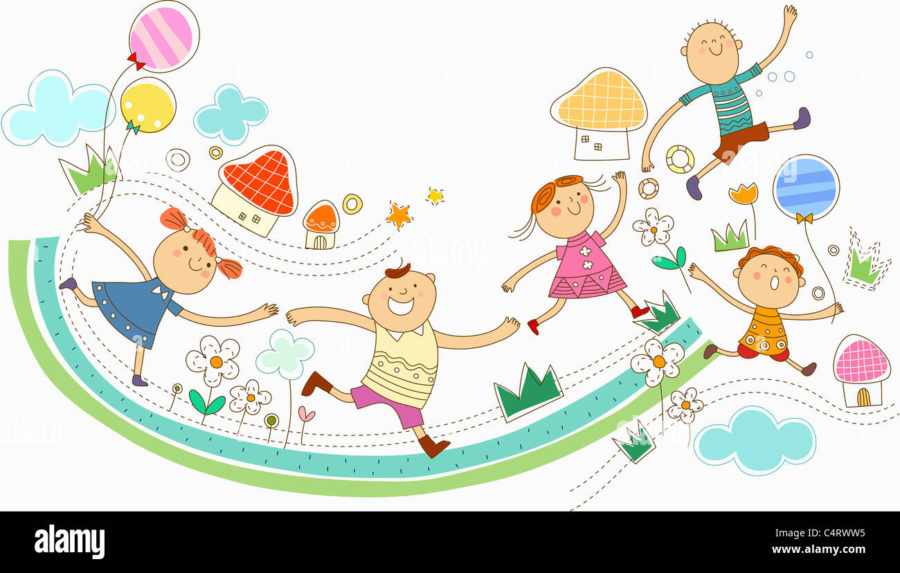 Children playing outdoors Stock Photo - Alamy