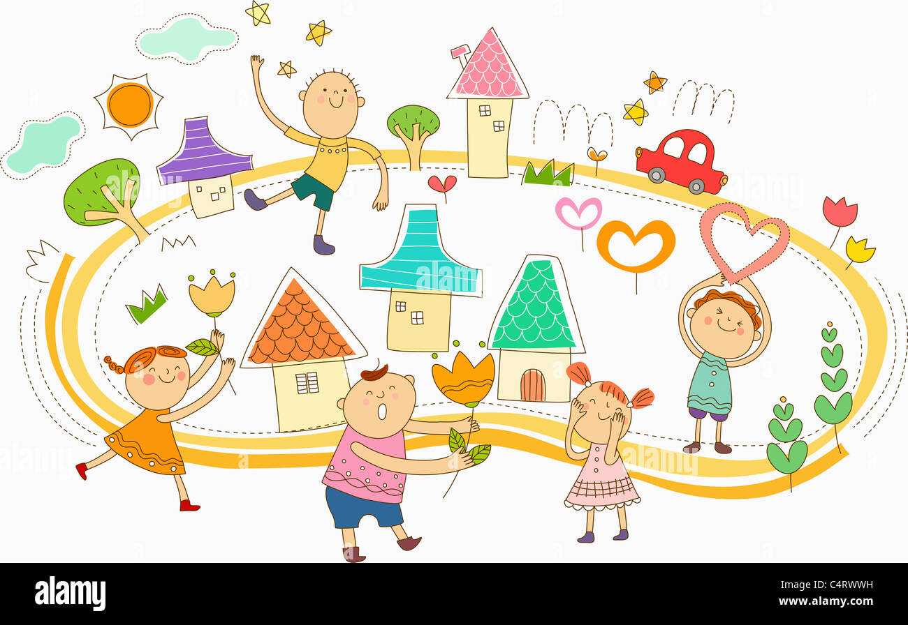 Children playing outdoors Stock Photo - Alamy