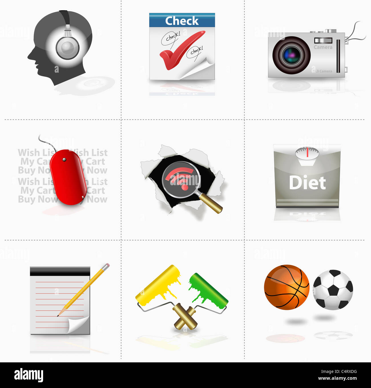 various types of icons Stock Photo - Alamy