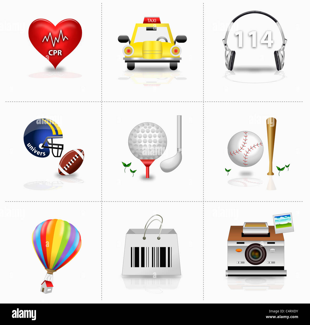 various types of icons Stock Photo - Alamy