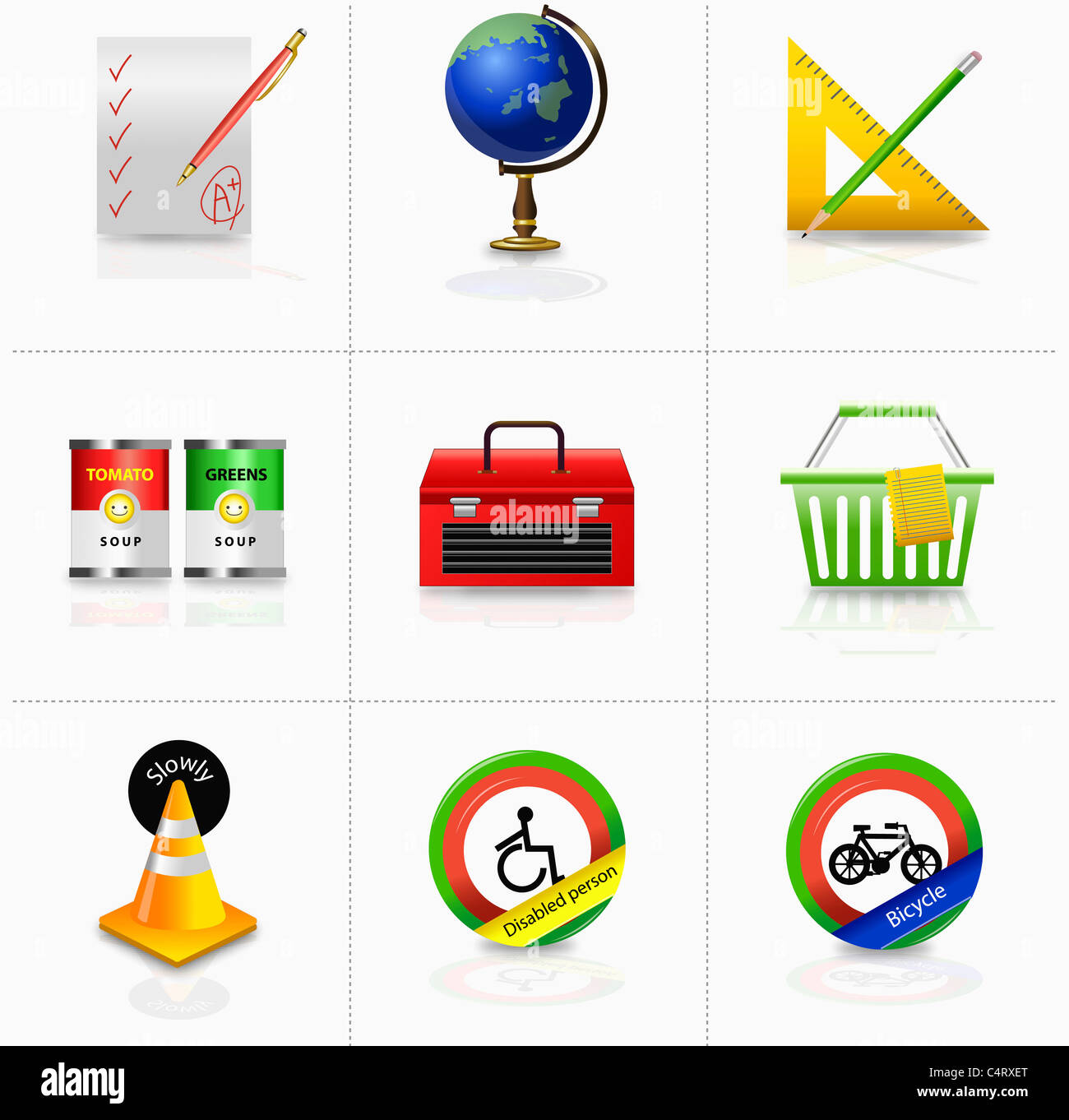various types of icons Stock Photo - Alamy