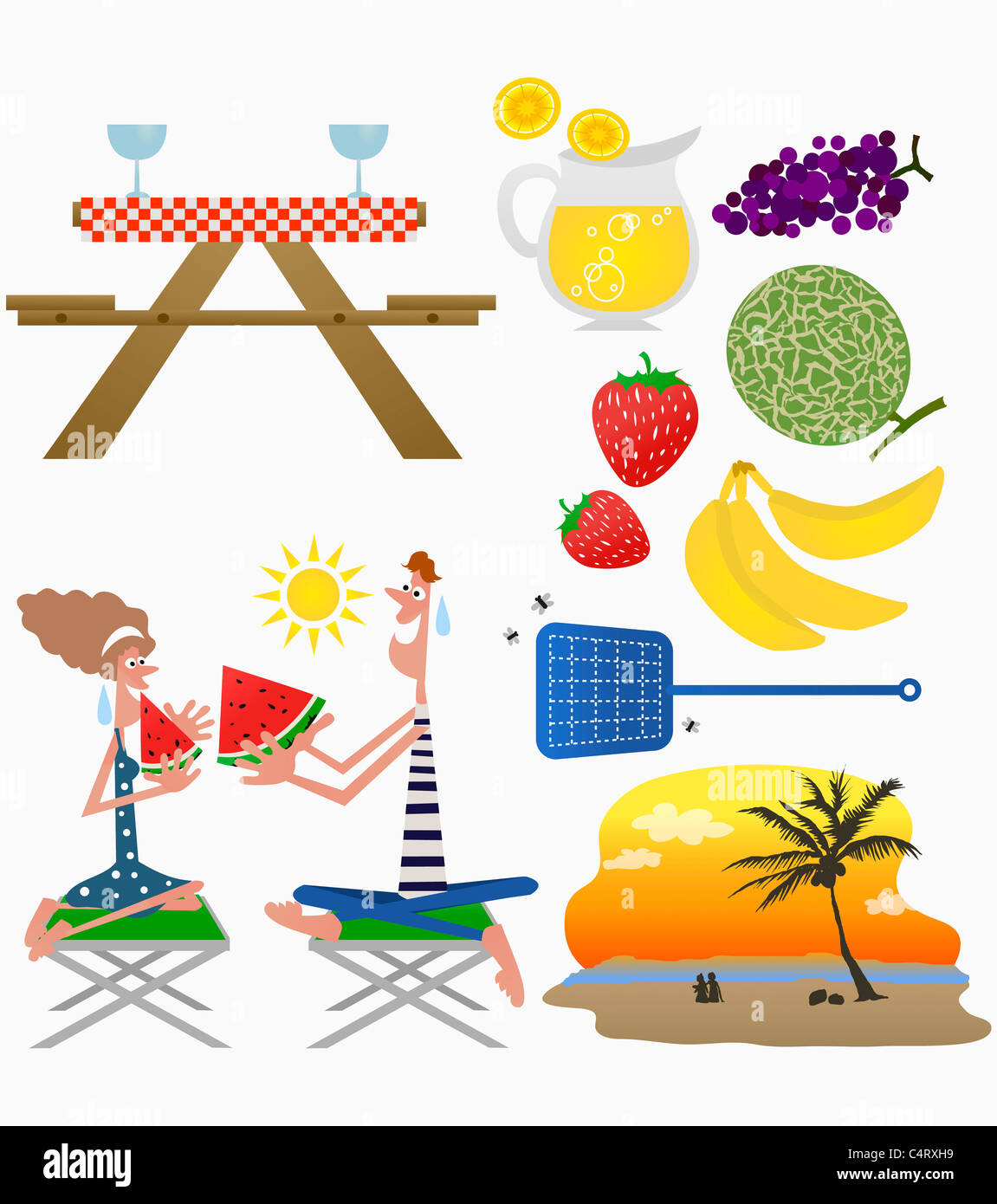 various types of summer vacation icons Stock Photo - Alamy