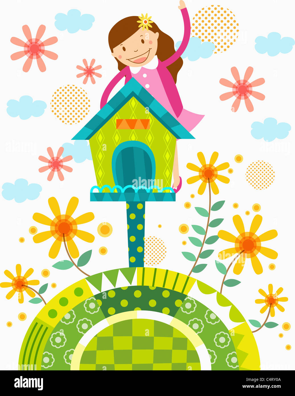 a girl on the post box Stock Photo - Alamy