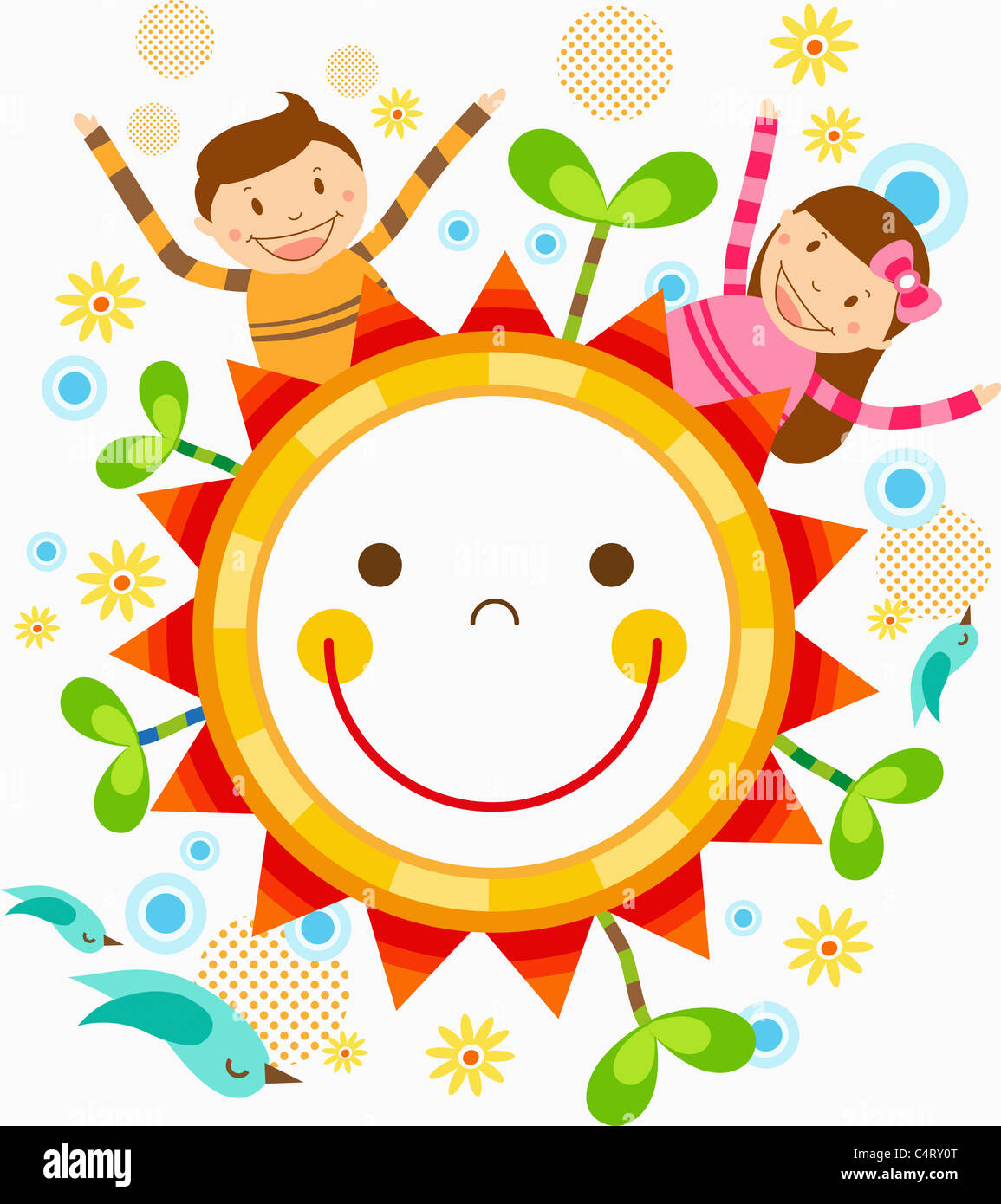 happy children on the shiny sun Stock Photo - Alamy