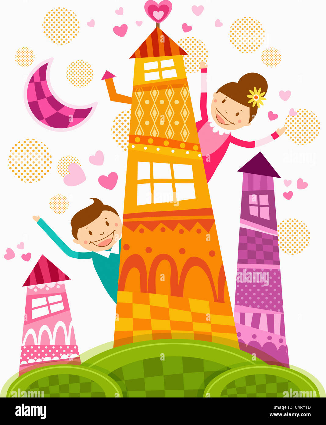 children in the castle Stock Photo - Alamy