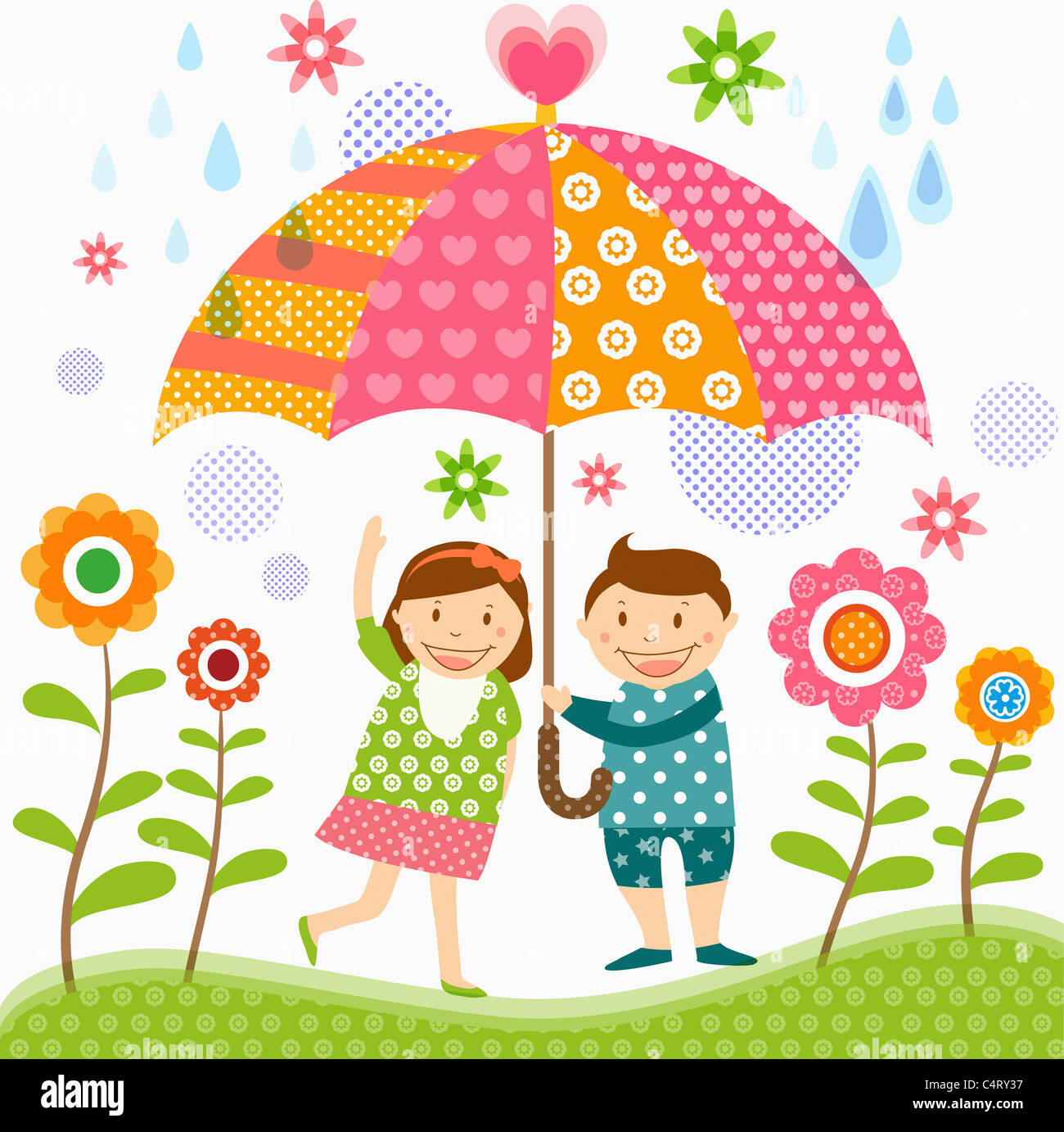 children under the umbrella Stock Photo - Alamy