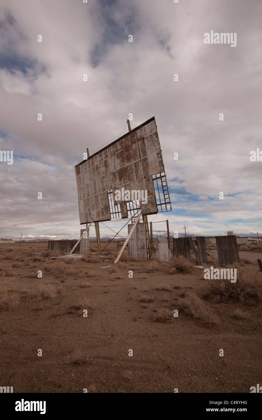old abandoned drive-in movie theater on a cloudy day desert Stock Photo ...