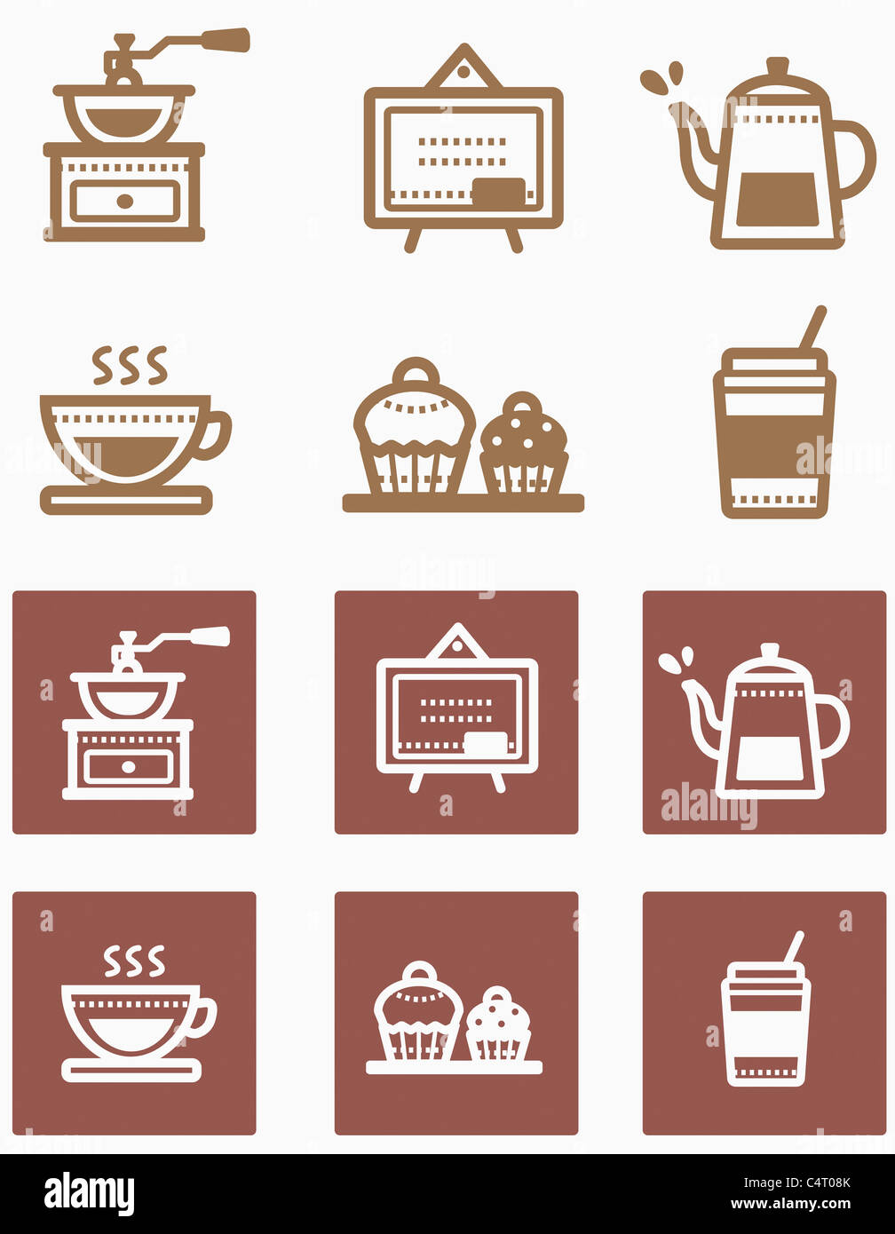 various types of coffee tool icons Stock Photo - Alamy