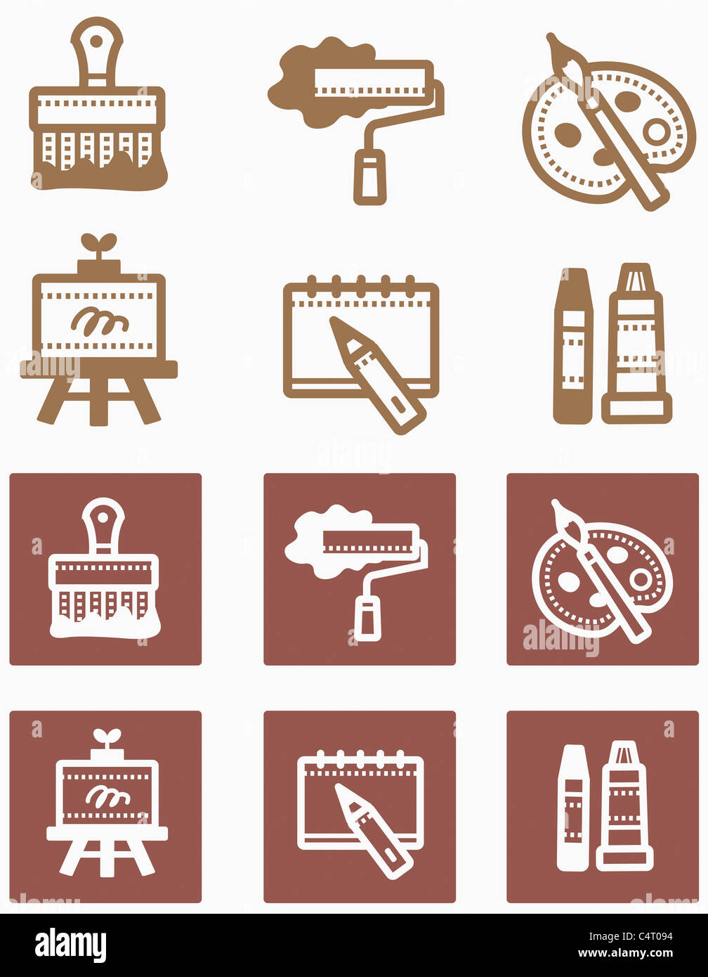various types of painting tool icons Stock Photo - Alamy