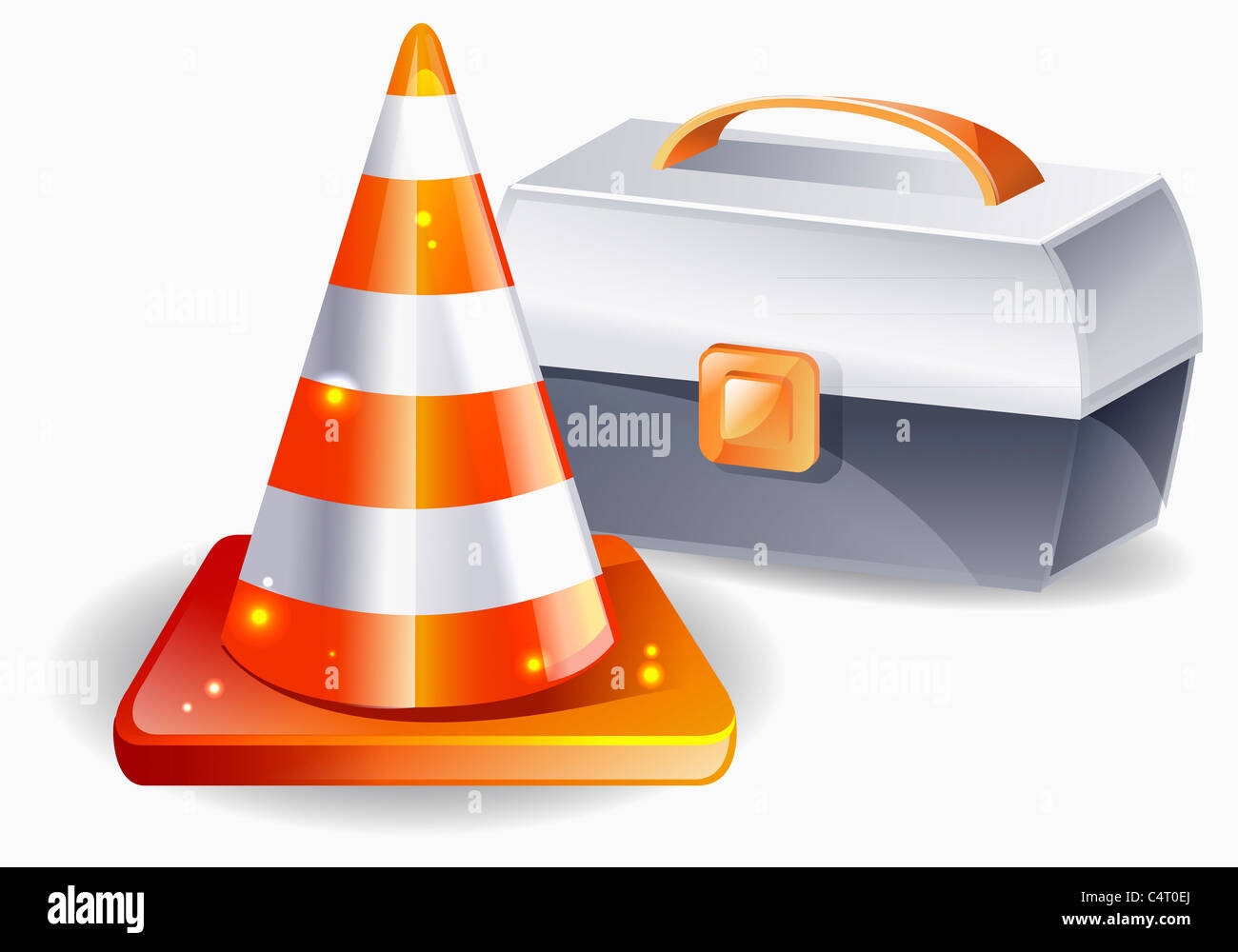 safety triangular and first aid kit Stock Photo - Alamy