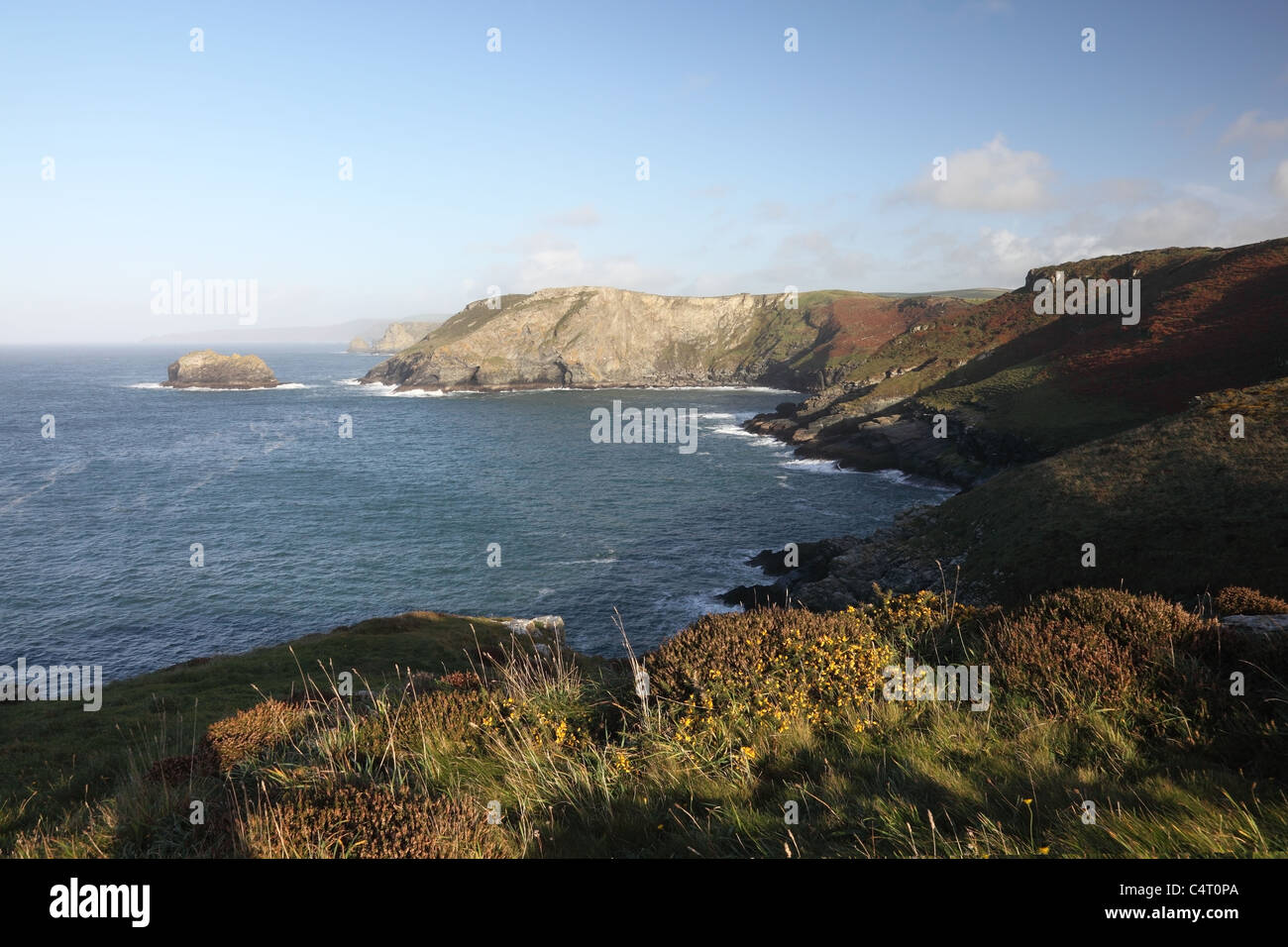 The View North Along the Cornish Coastal Path Near Tintagel Castle ...