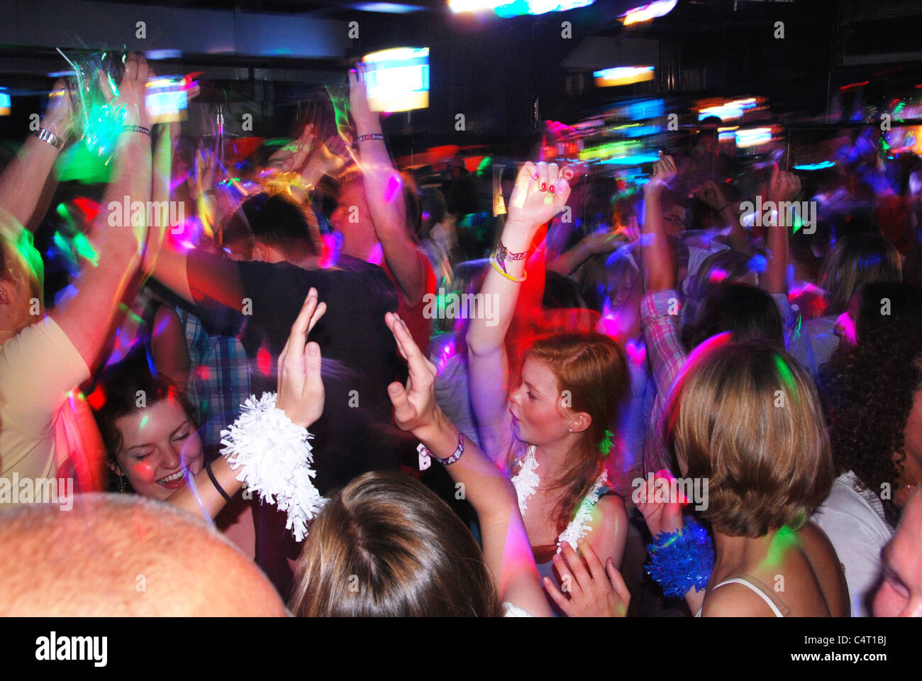teenage boys and girls at a Spanish disco Stock Photo - Alamy