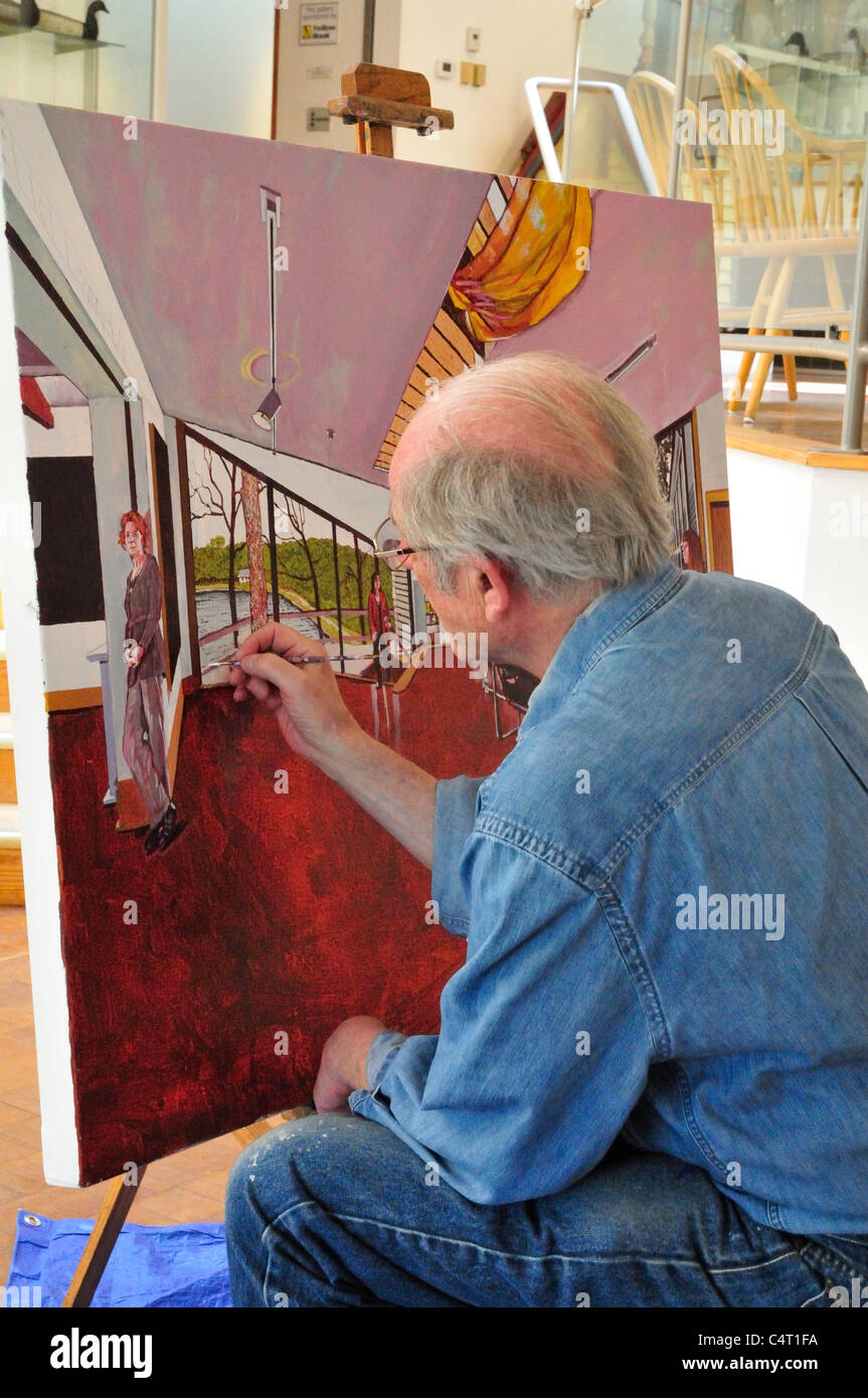Artist Mel Leipzig at work in the Noyes Art Museum, May, 2011 Stock ...