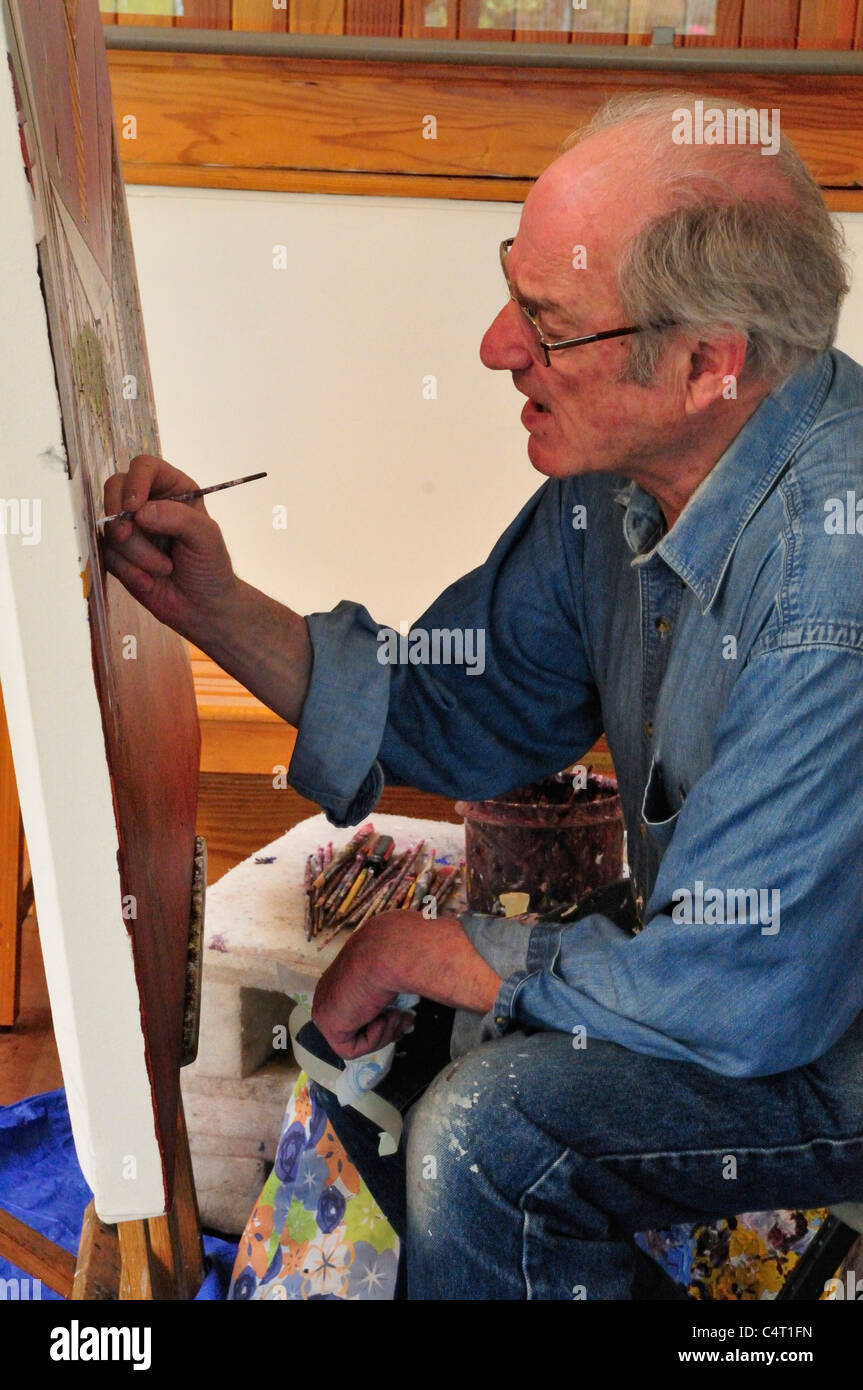 Artist Mel Leipzig at work in the Noyes Art Museum, May, 2011 Stock ...
