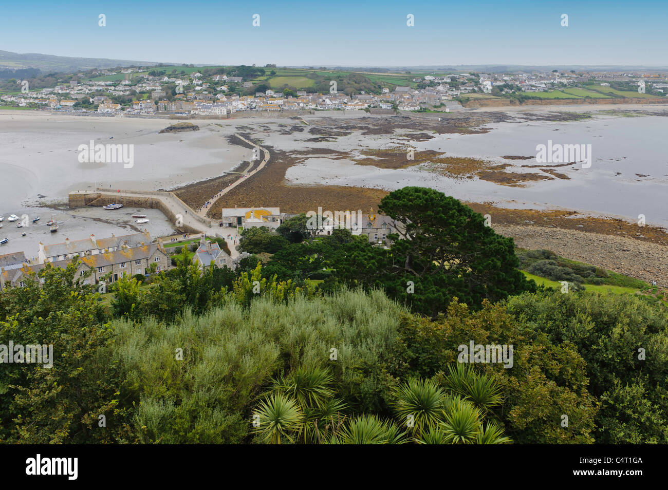 View of the tidal causeway between St Michael's Mount and Marazion ...