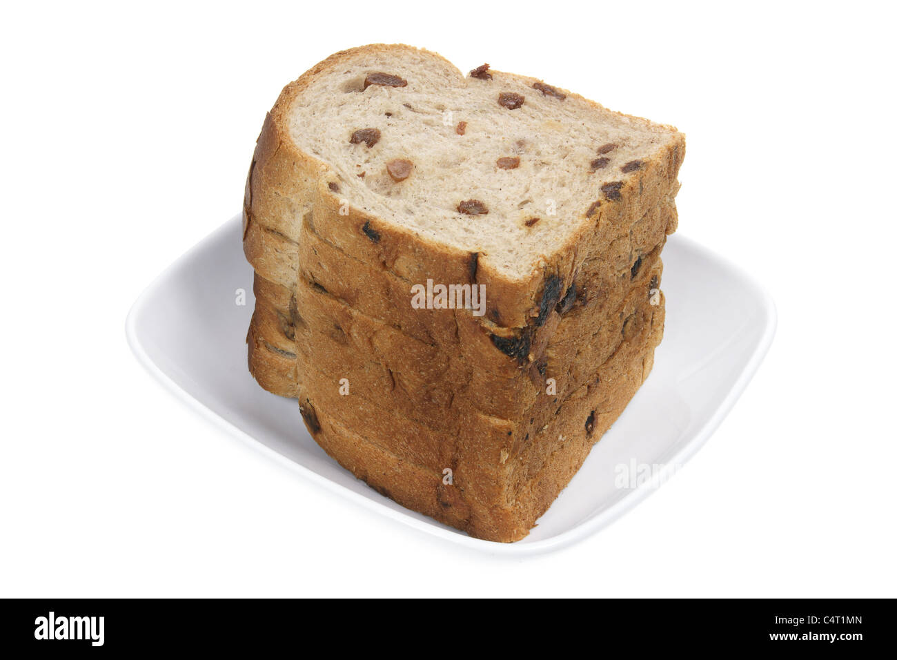 Plate of Raisin Bread Slices Stock Photo - Alamy