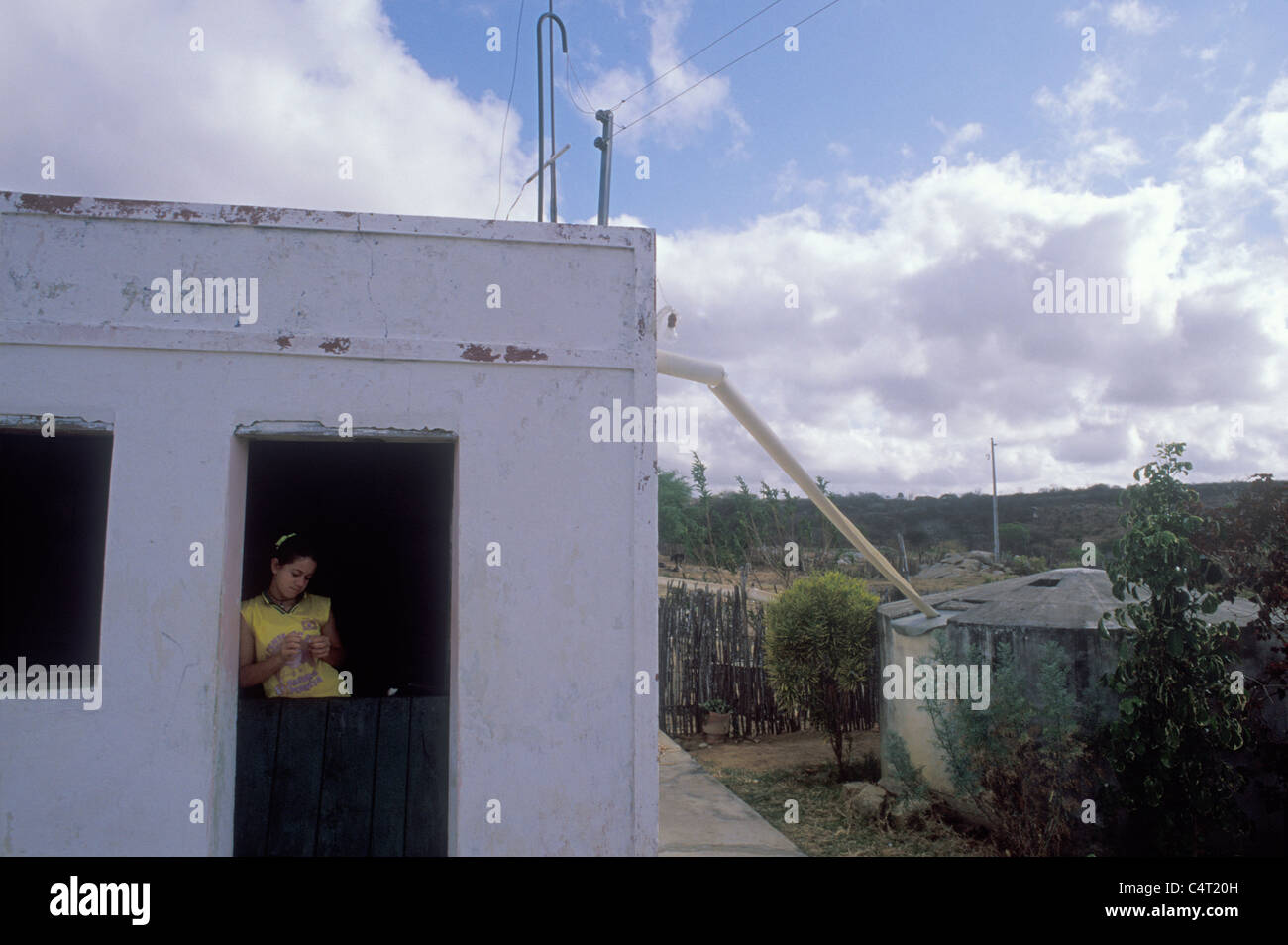 Cistern at house in rural zone in Brazilian Sertao Northeastern Brazil ...