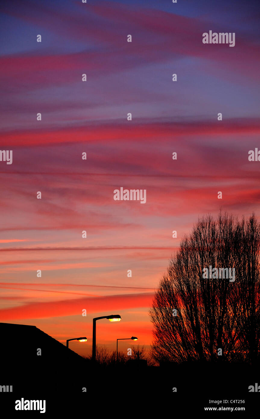street lights switched on at dusk Stock Photo - Alamy