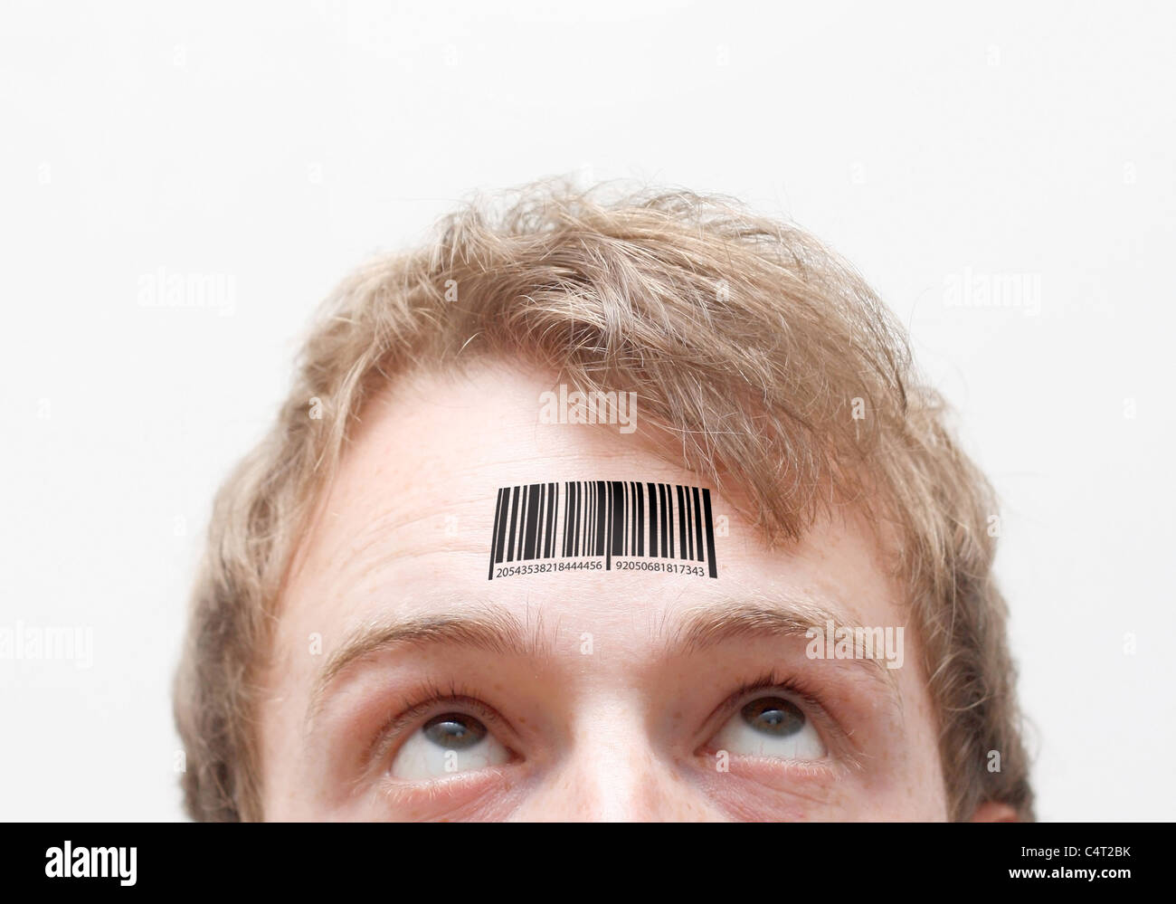 Barcode on forehead Stock Photo - Alamy