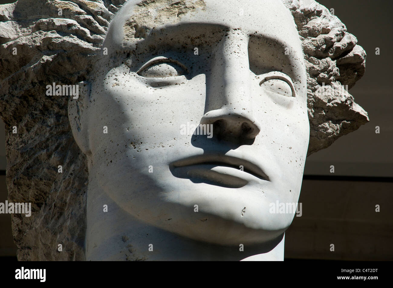 Close up on carved face on a column opposite St Paul's Cathedral ...