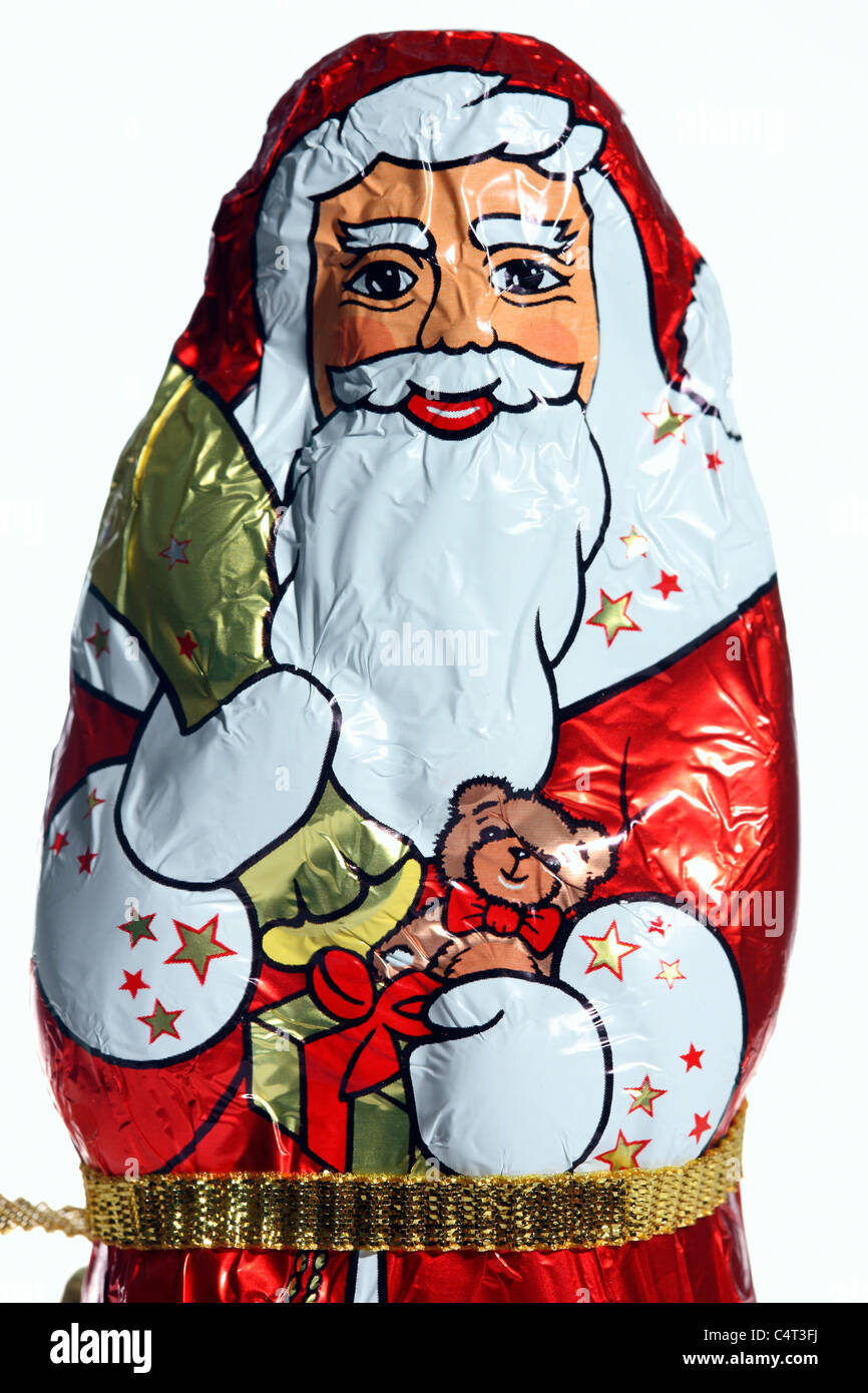 Chocolate Santa Claus figures, faces, portrait. Christmas time sweets ...