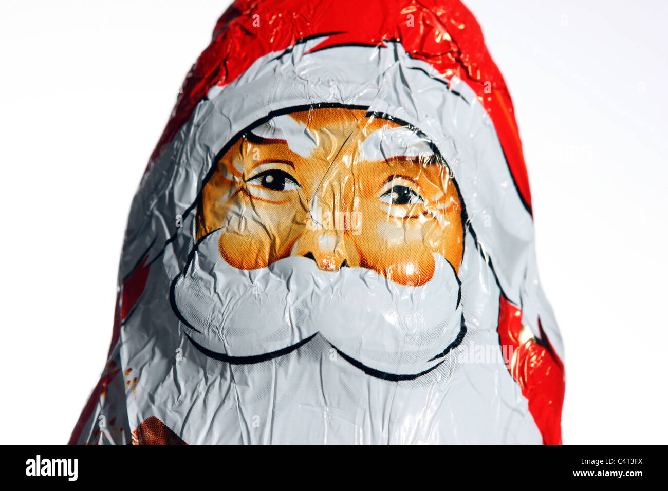 Chocolate Santa Claus figures, faces, portrait. Christmas time sweets ...