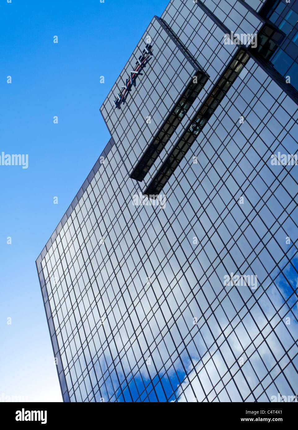 Mirrored windows on the 24 storey Hyatt Regency hotel on Broad Street ...