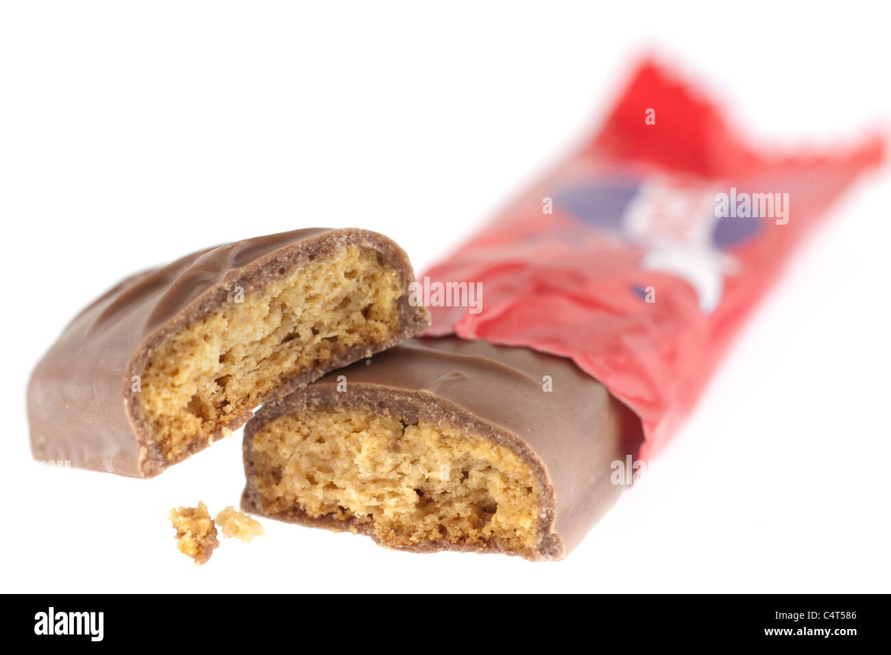 Halved rocky chocolate biscuit bar Stock Photo - Alamy