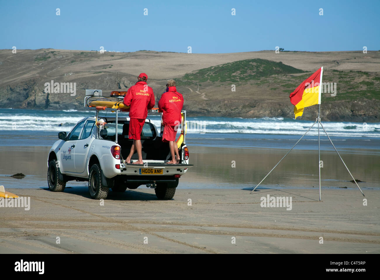 RNLI Lifeguards; Polzeath; Cornwall Stock Photo - Alamy