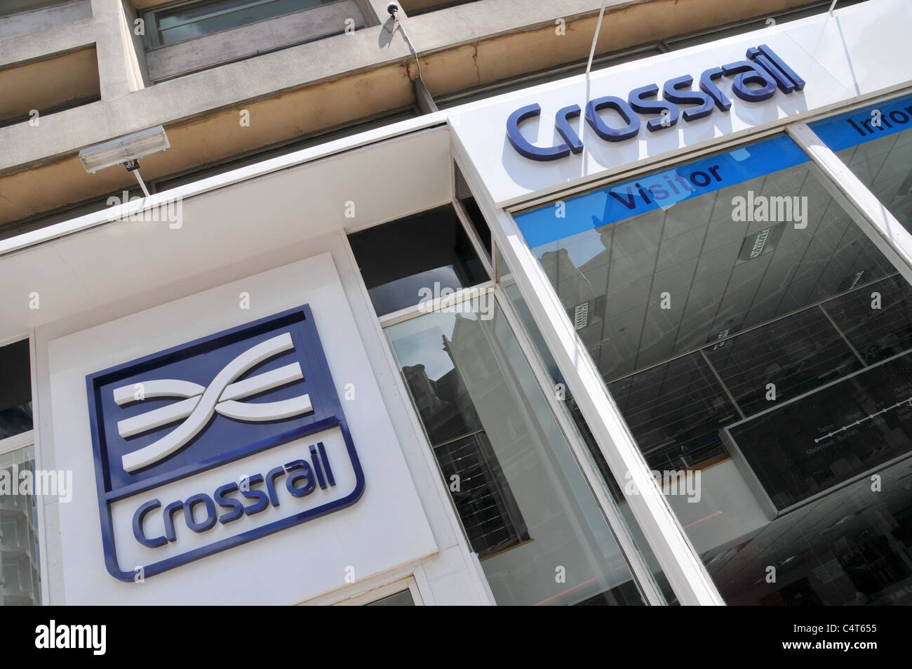 Crossrail logo visitor centre Charing Cross Road Stock Photo - Alamy