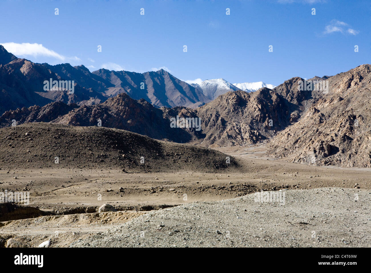 Near Leh, Ladakh in northern India are the Himalayas with snow-capped ...
