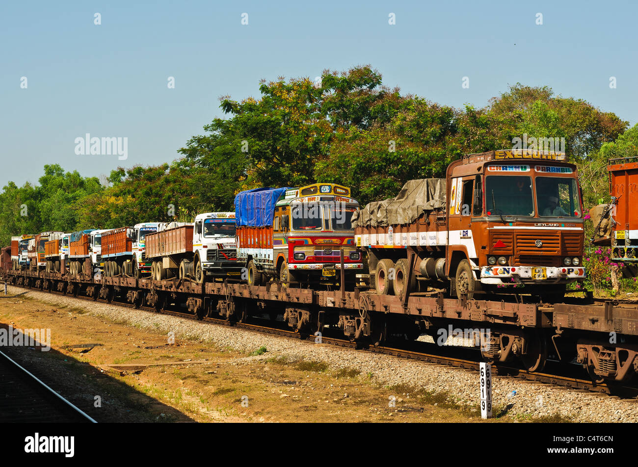 RoRo Train on Konkan Railways at Udupi Railway Station, Karnataka ...
