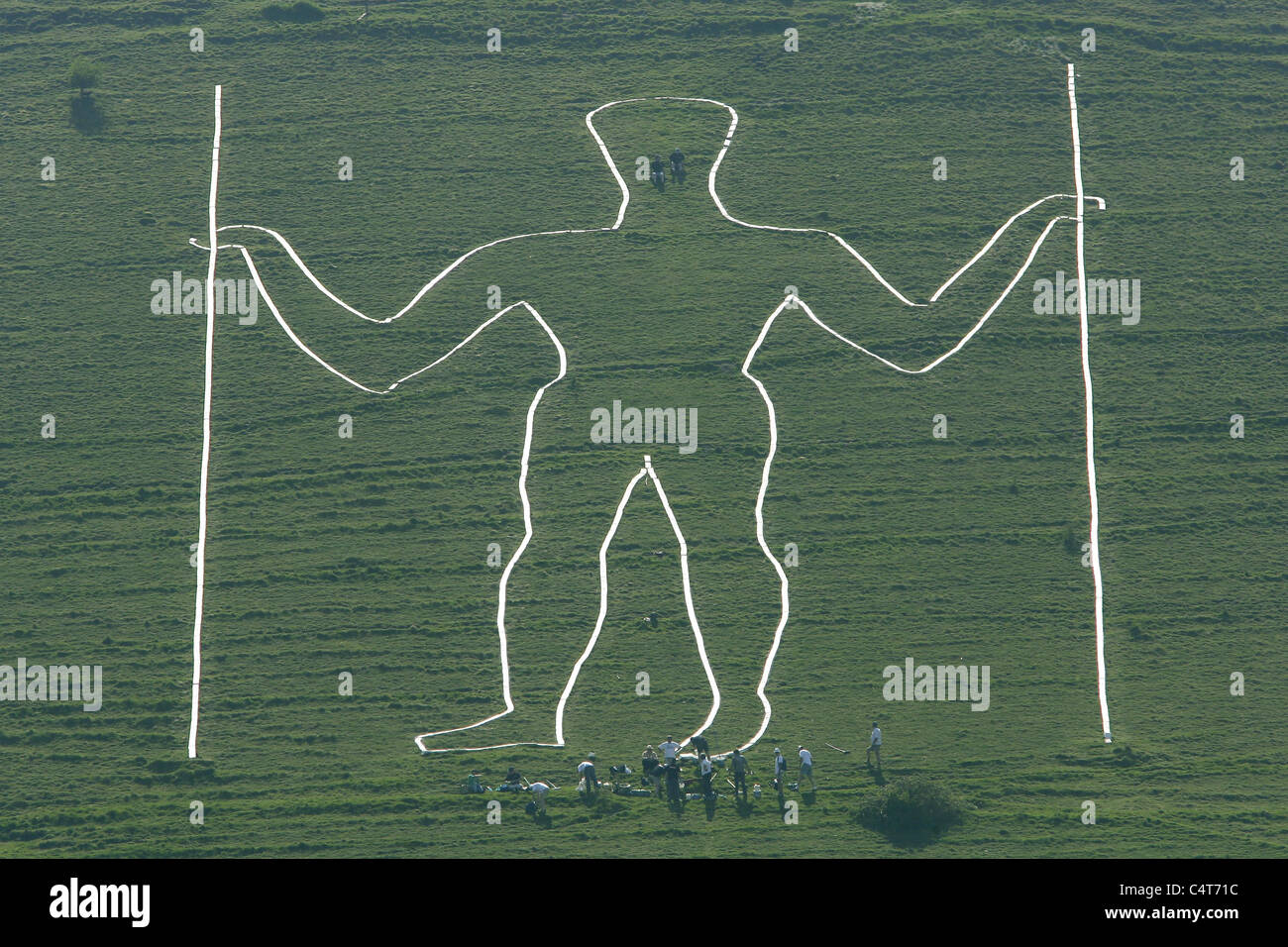 Painting the Long Man Of Wilmington. Picture by James Boardman Stock ...