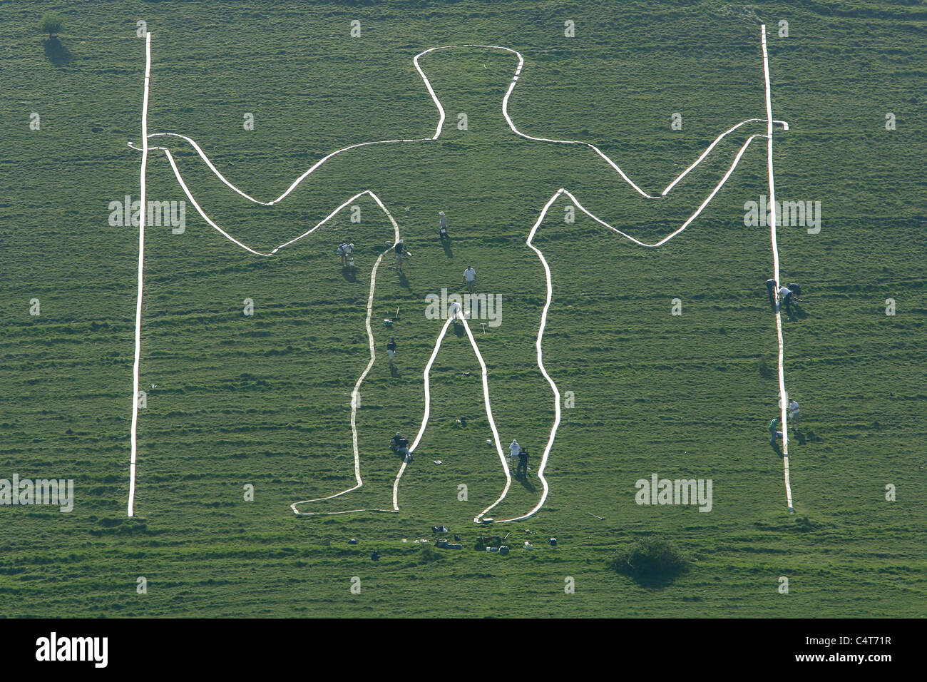 Painting the Long Man Of Wilmington. Picture by James Boardman Stock ...
