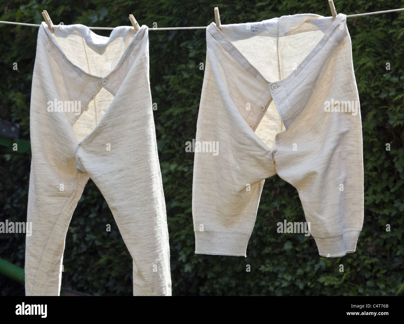 Old fashioned bloomers hanging on a washing line Stock Photo - Alamy