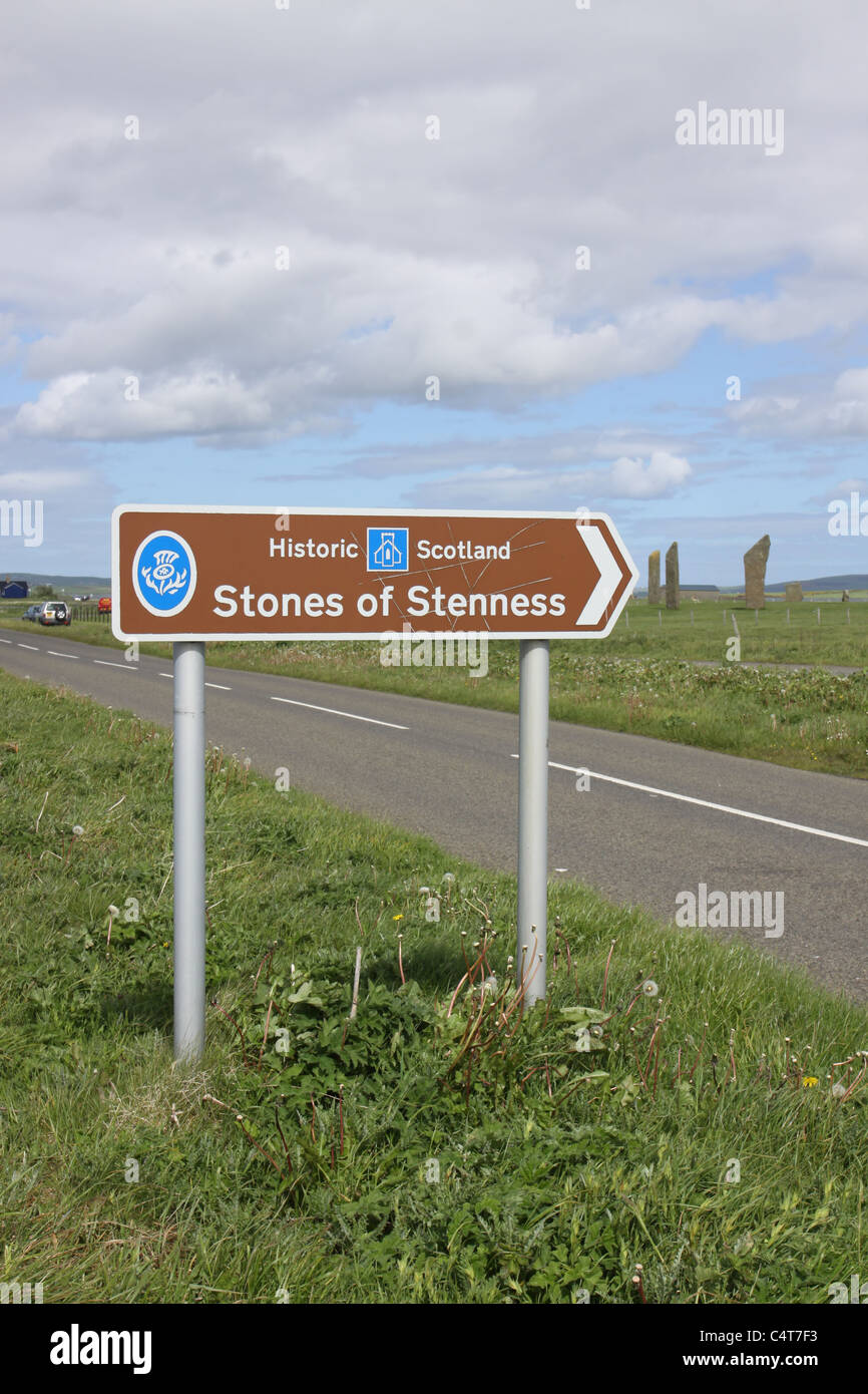Historic Scotland road sign to Stones of Stenness Orkney Scotland May ...