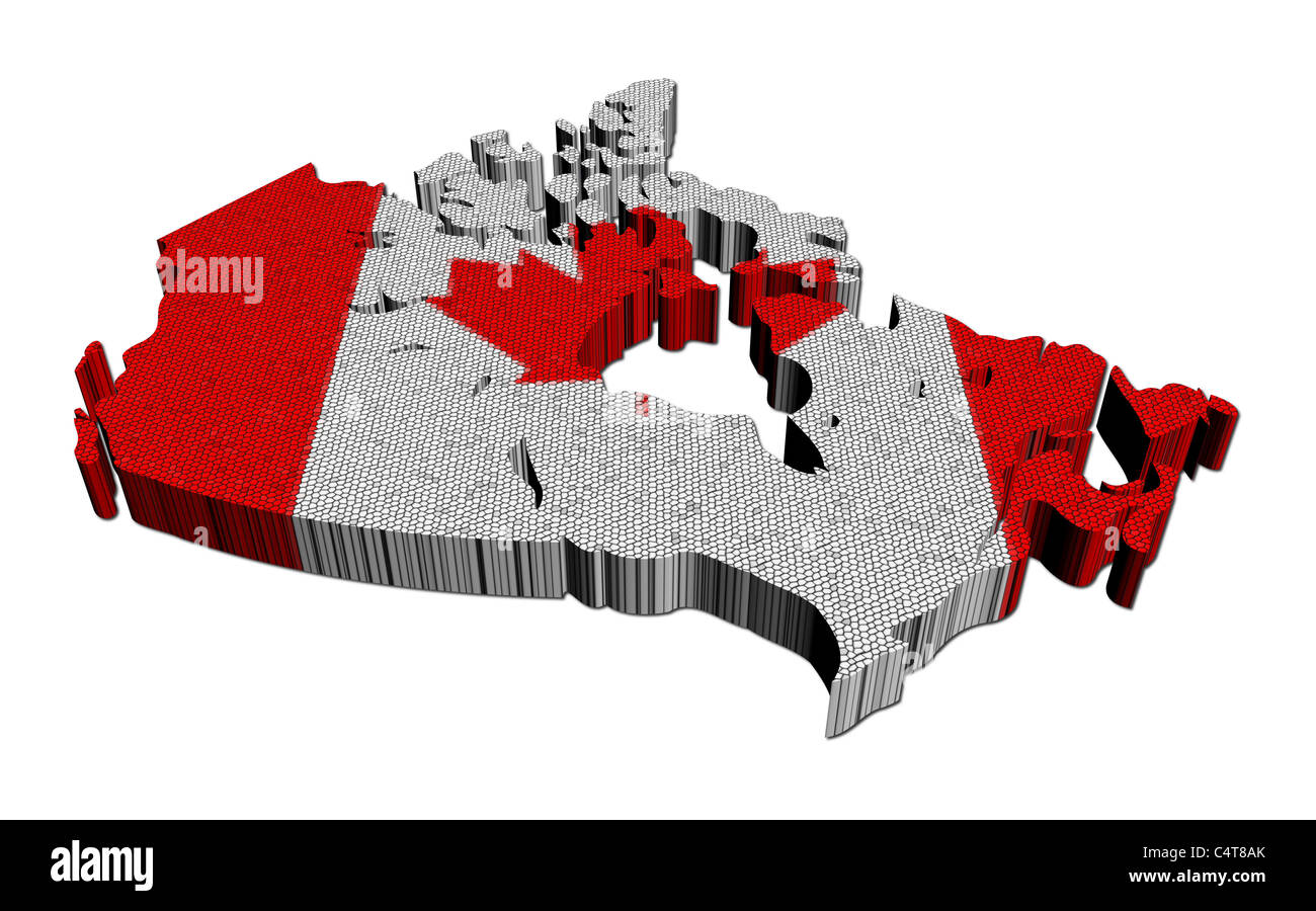 Canada map flag mosaic on white illustration Stock Photo - Alamy