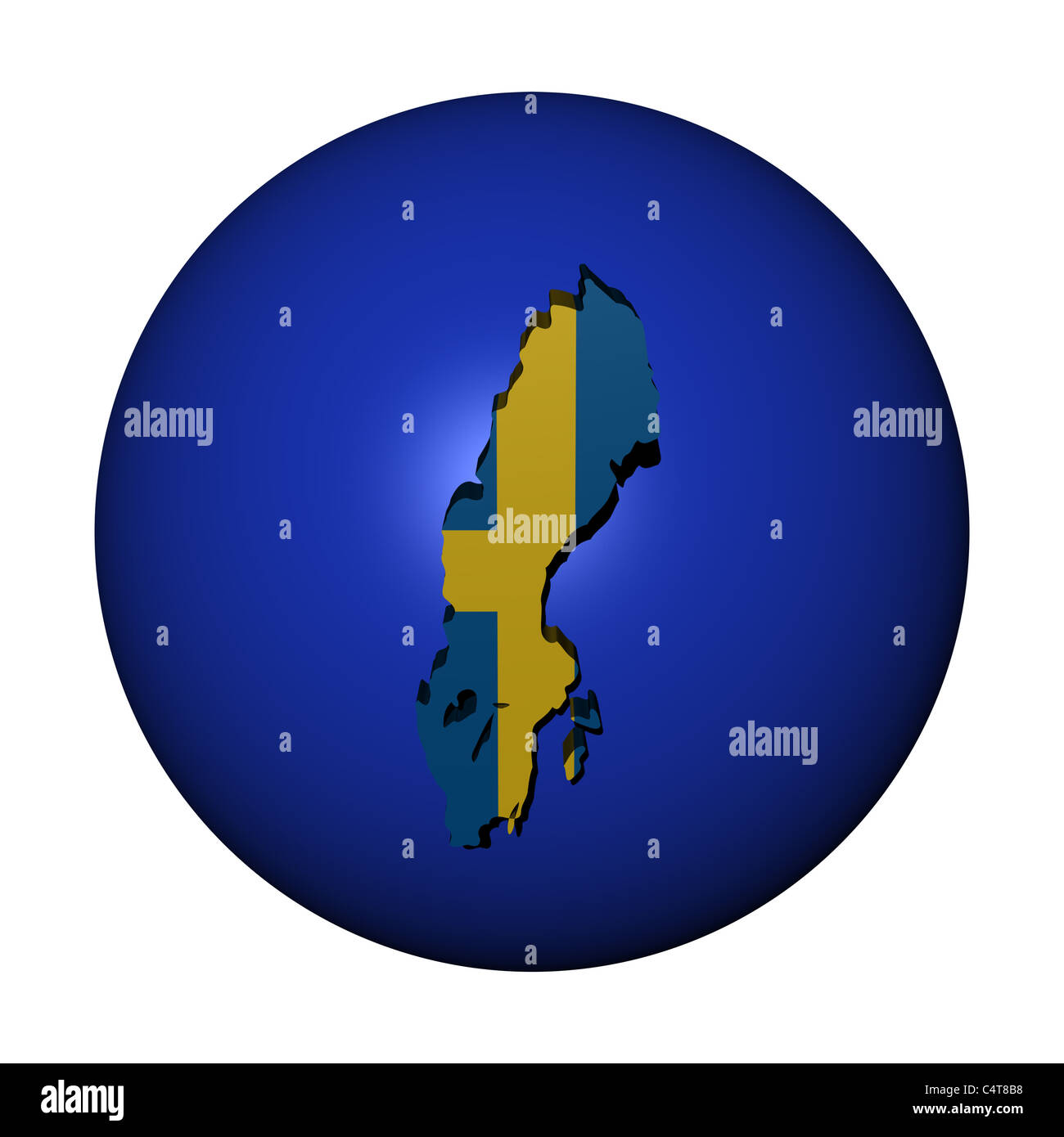 Sweden map flag on blue sphere illustration Stock Photo - Alamy