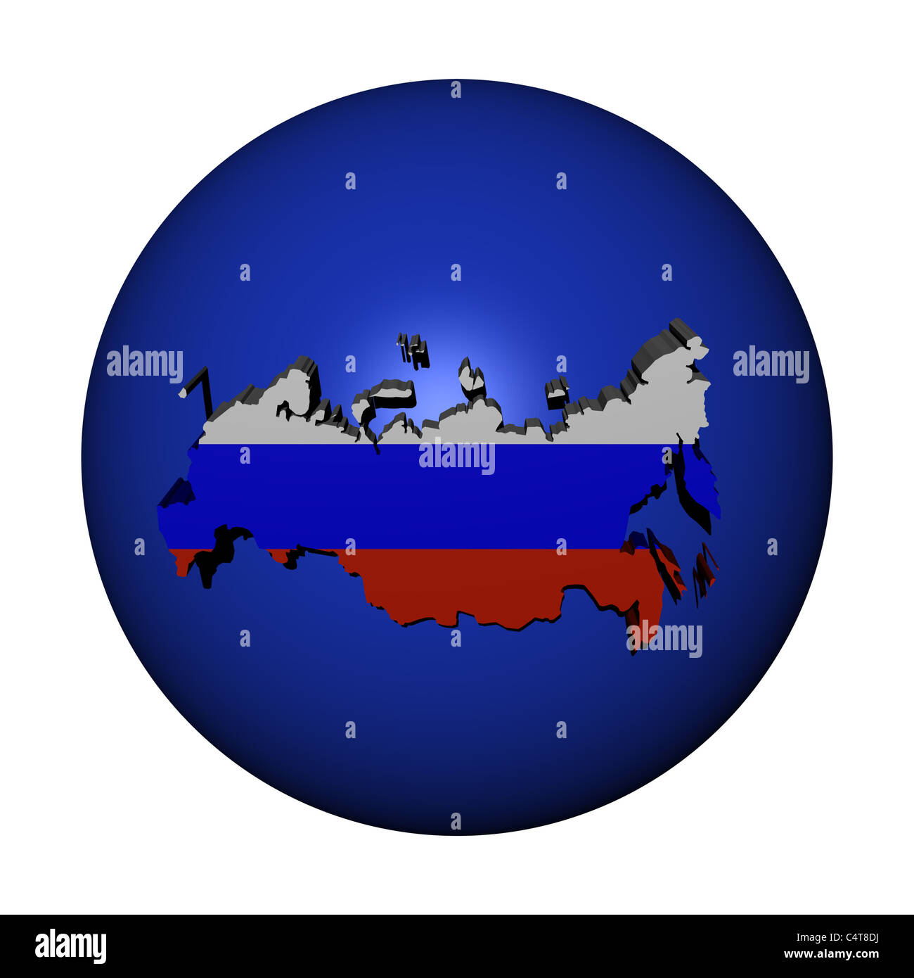 Russia map flag on blue sphere illustration Stock Photo - Alamy