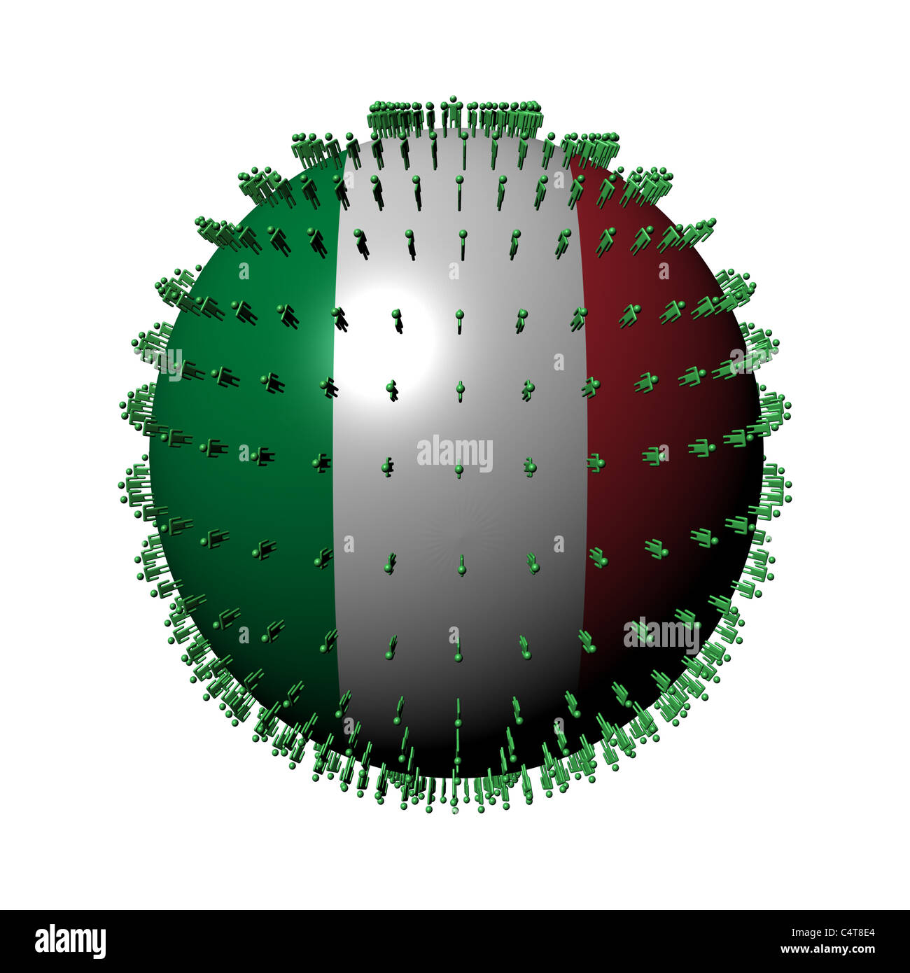 Italian flag sphere surrounded by people illustration Stock Photo - Alamy