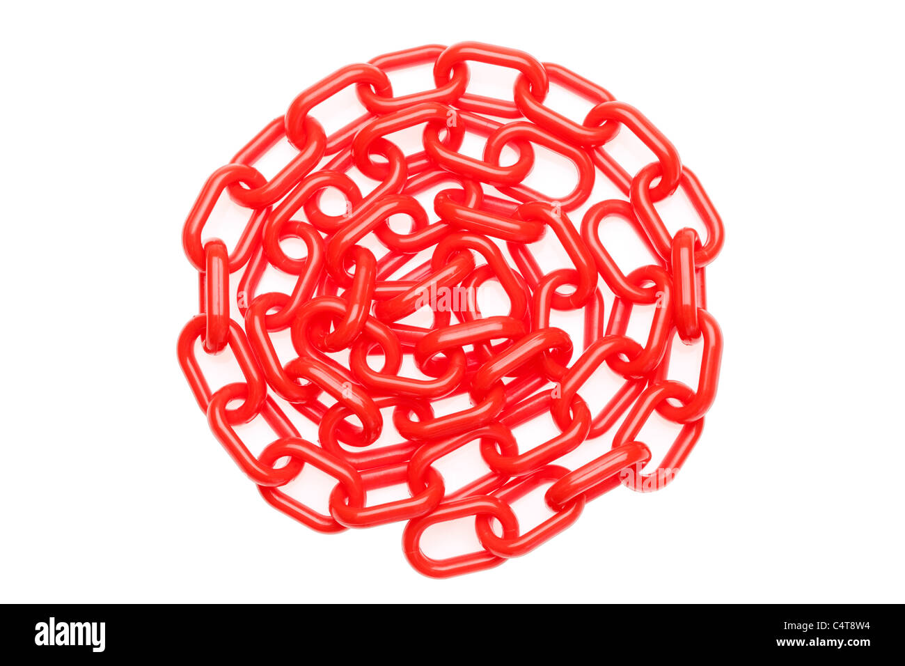 Red plastic chain on a white background Stock Photo - Alamy