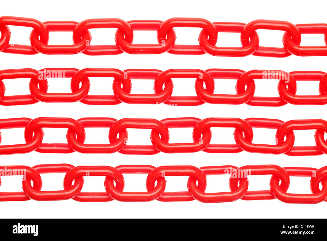 Red plastic chain on a white background Stock Photo - Alamy