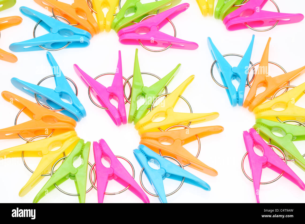Colorful clothespins isolated on white background Stock Photo - Alamy