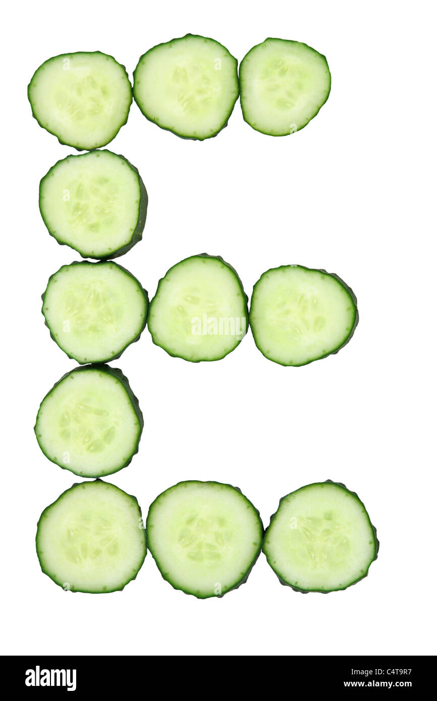 Vegetable Alphabet of chopped cucumber - letter E Stock Photo - Alamy